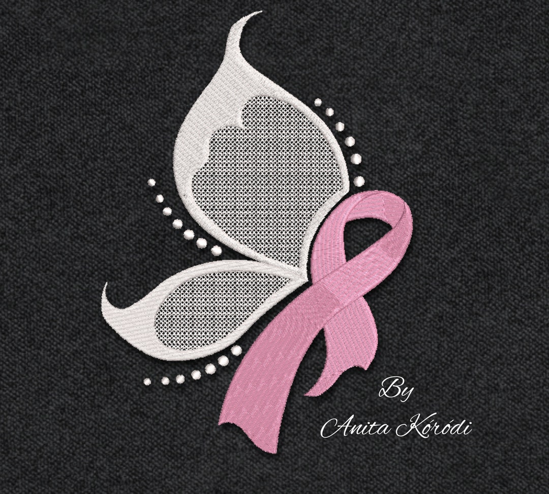 Breast Cancer Ribbon Embroidery Machine Design Hope Butterfly Instant ...