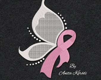 Breast Cancer Ribbon Embroidery Design Instant Download | Etsy