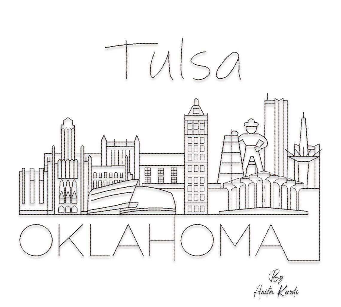 Tulsa Oklahoma Skyline Embroidery Machine Designs Pes Pattern - Etsy