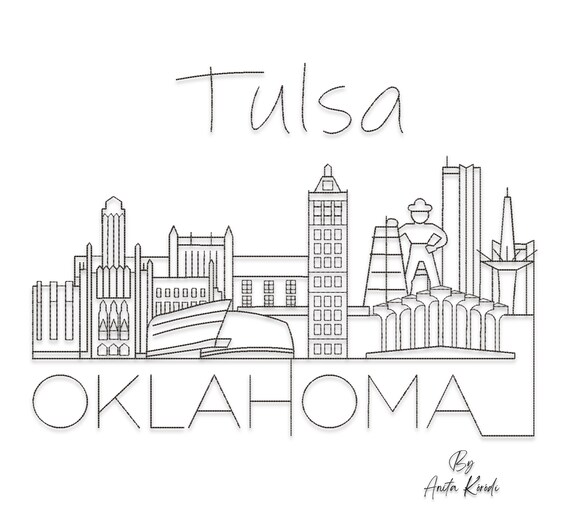 Tulsa Oklahoma Skyline Embroidery Machine Designs Pes Pattern - Etsy