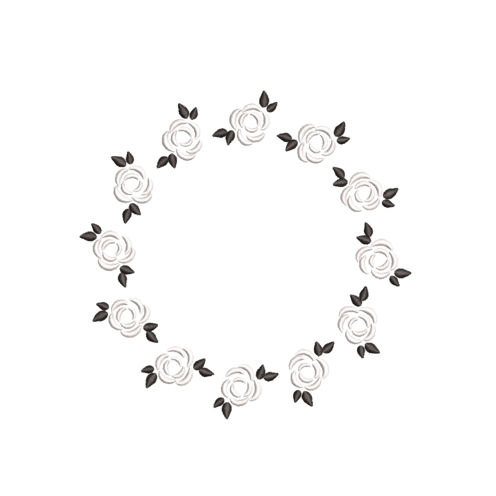 Circle Rose Monogram Frame Embroidery Machine Design | Etsy