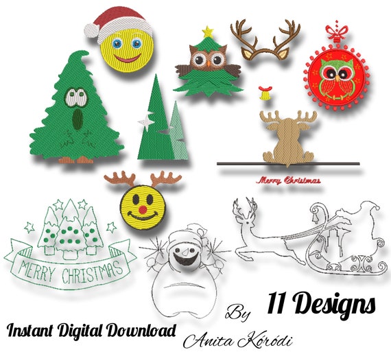 Machine Embroidery Designs Christmas SET 11 Items Winter Tree | Etsy