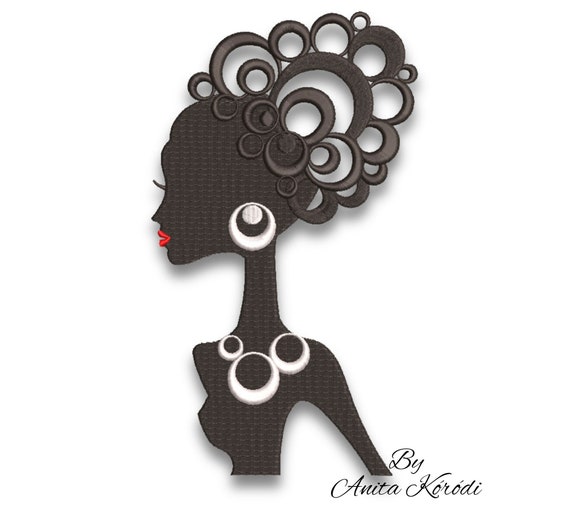 African Woman Embroidery Machine Design Black Fashionable Girl - Etsy
