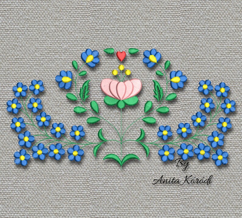 Folk Flower Embroidery Design Hungarian Kalocsa Machine - Etsy