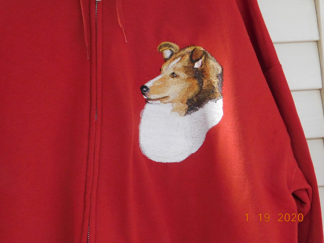 New Sable Shetland Sheepdog Head View Embroidered Hooded Sweatjacket - Etsy