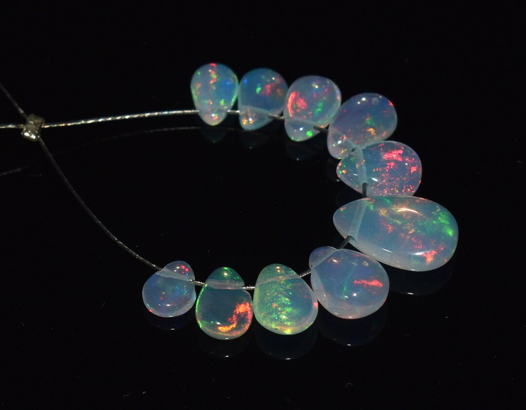 Opal Pear Shape Beads, Natural Ethiopian Opal, Welo Fire Opal Beads ...