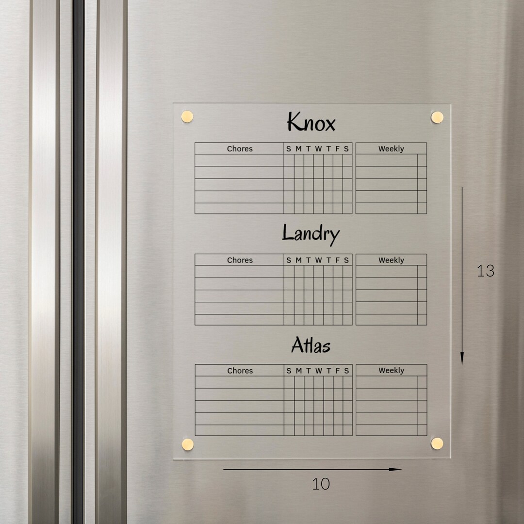 Fridge Chore Chart for Kids, Magnetic Daily & Weekly Planner, Acrylic ...