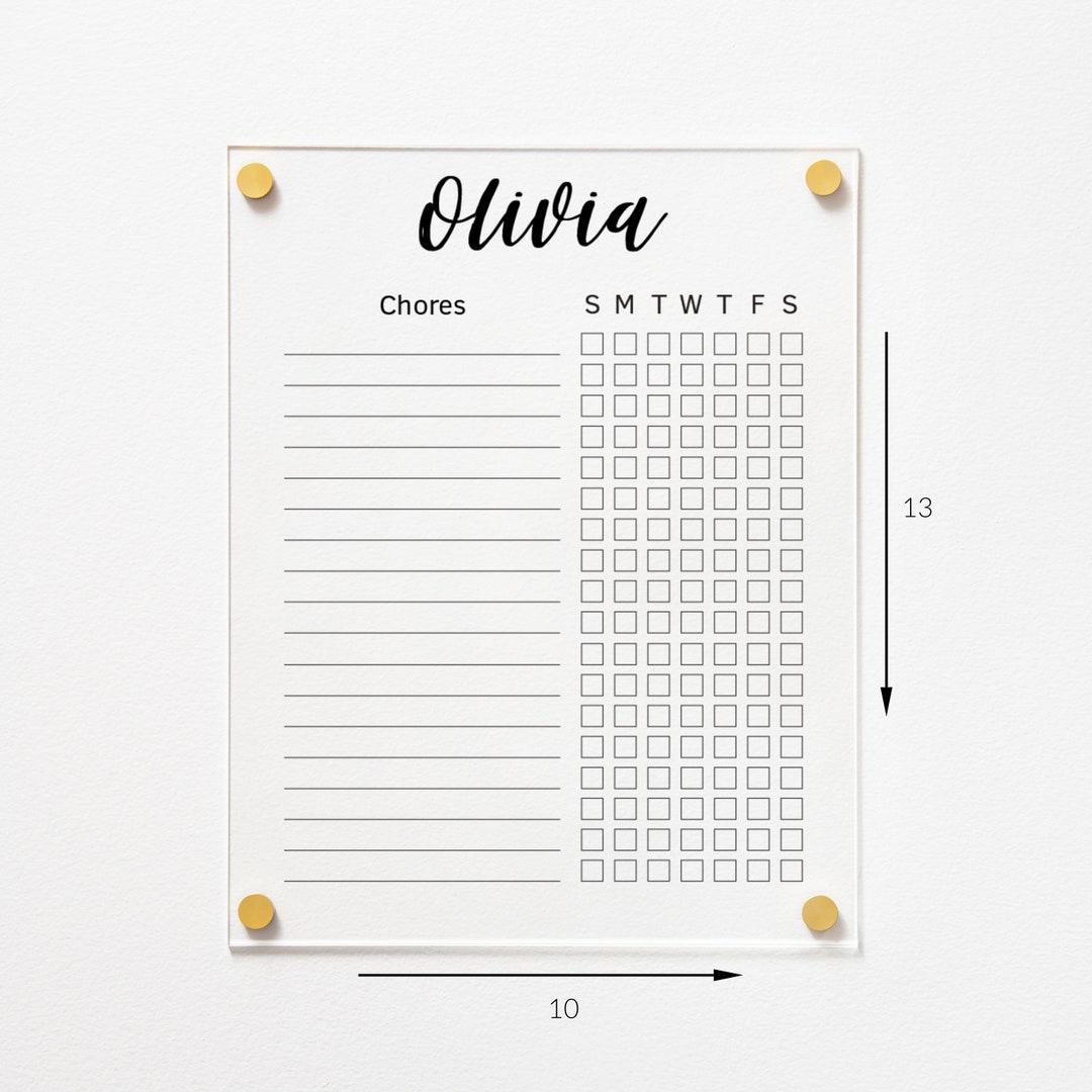 Family Chore Chart for Kids, Weekly Planner, Acrylic Dry Erase Board ...