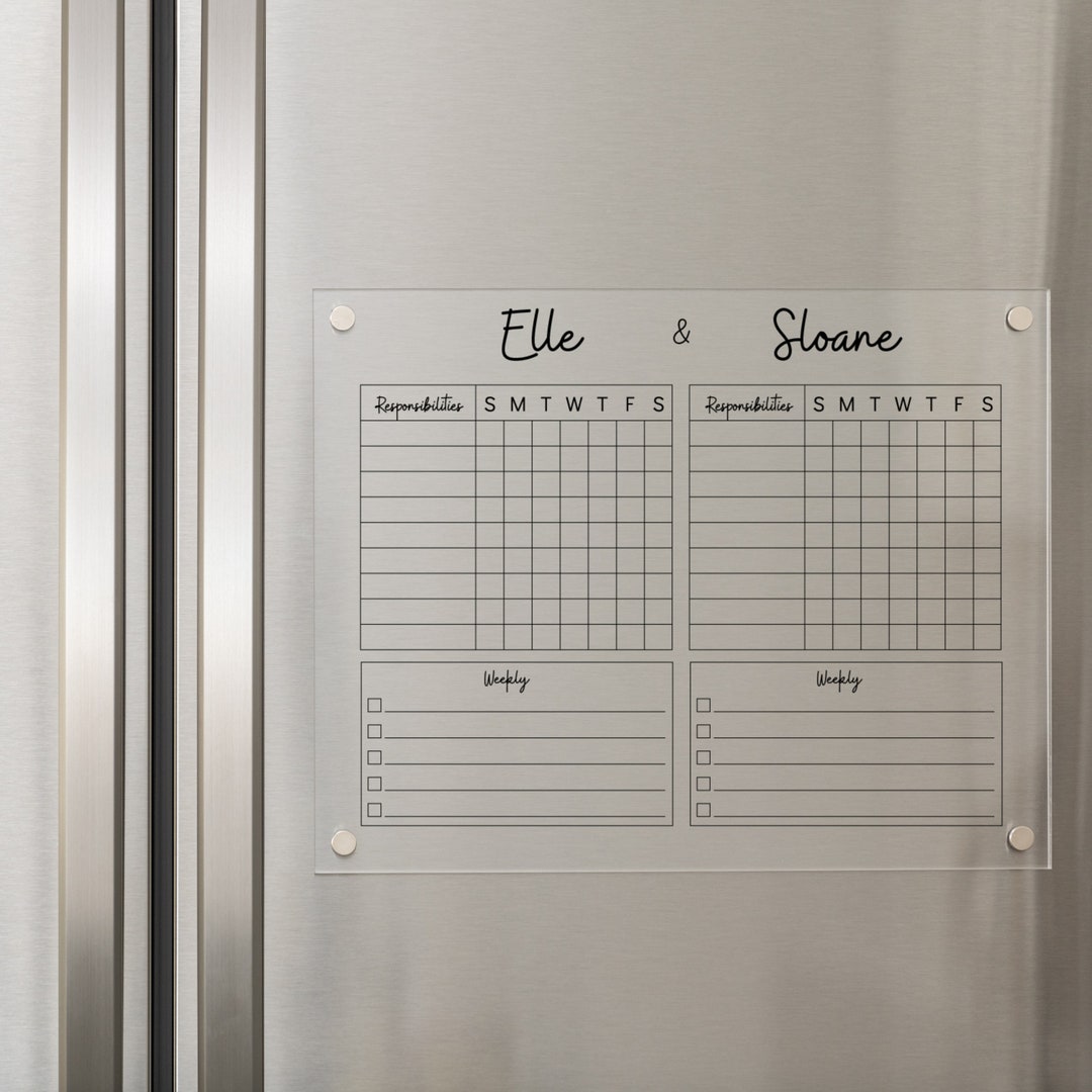 Fridge Chore Chart, Magnetic Acrylic Calendar Board, Responsibility ...