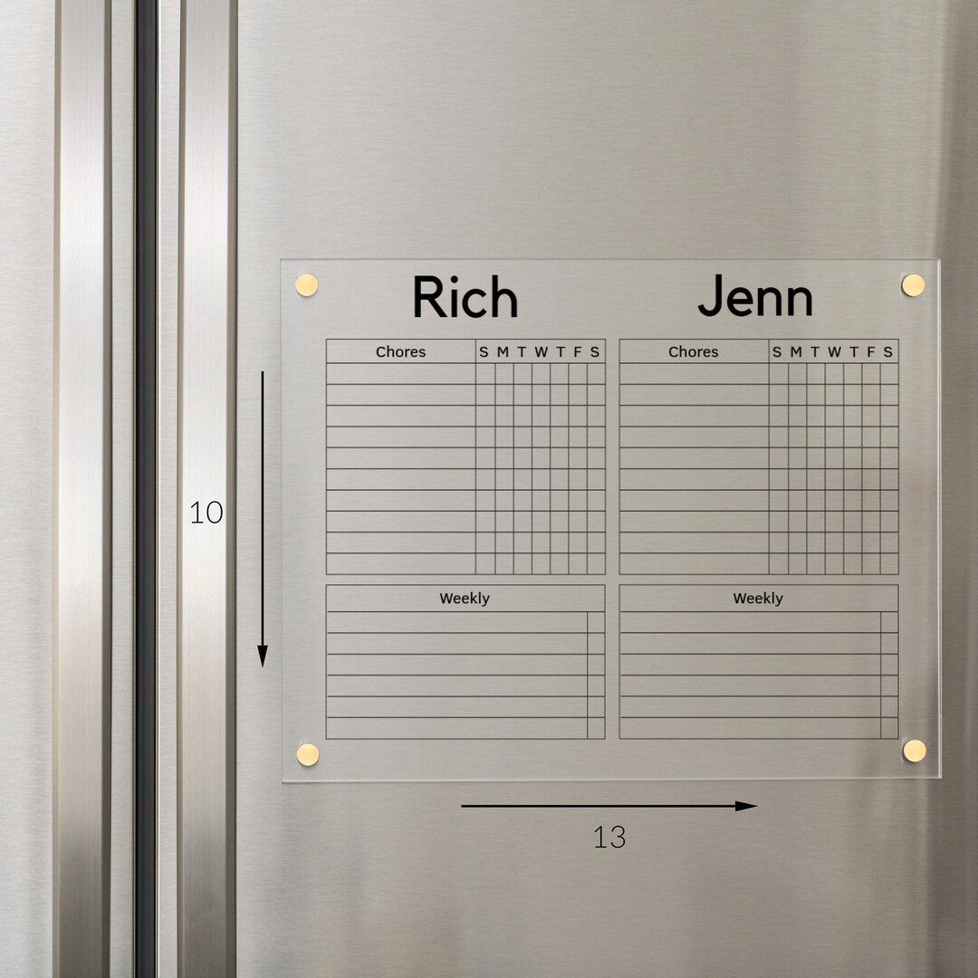 Fridge Chore Chart for Kids, Daily & Weekly Planner, Acrylic Dry Erase ...