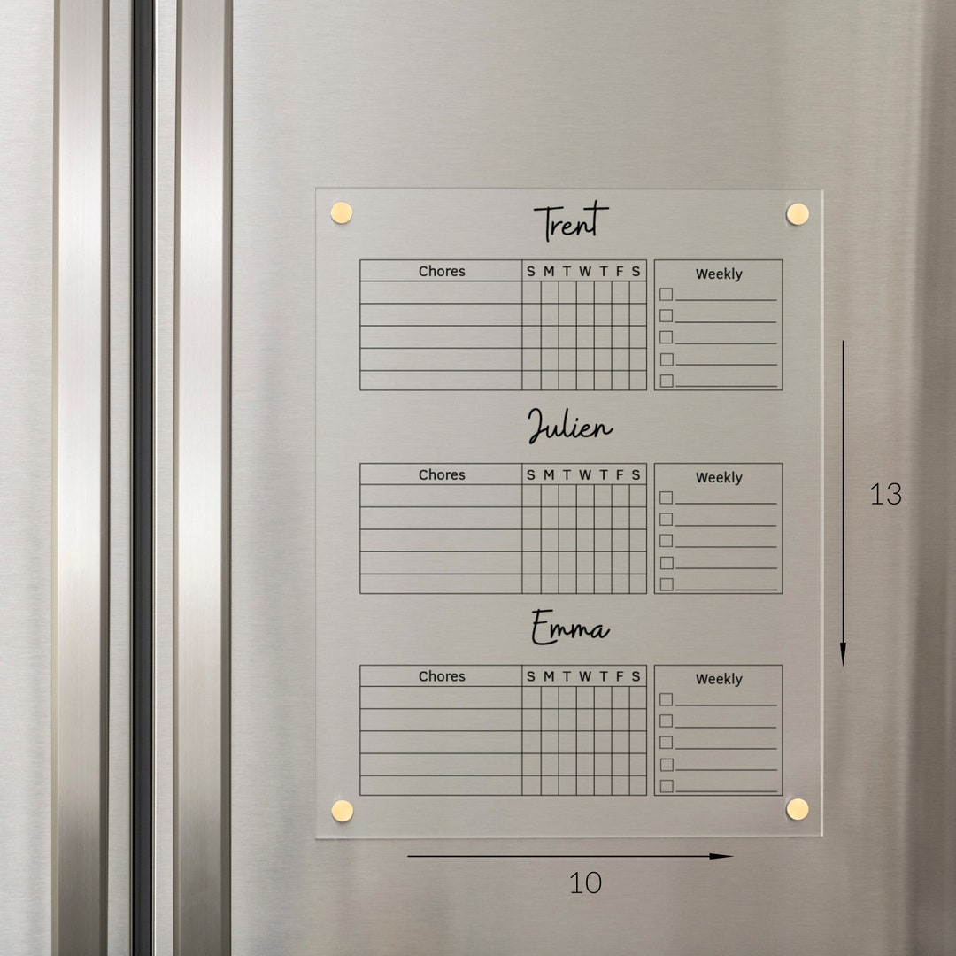 Fridge Chore Chart for Kids, Magnetic Daily Planner, Acrylic Dry Erase ...