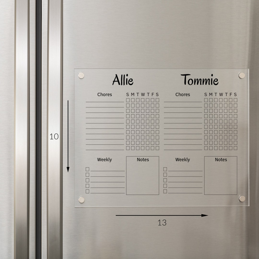 Fridge Chore Chart for Kids, Magnetic Daily & Weekly Planner, Acrylic ...