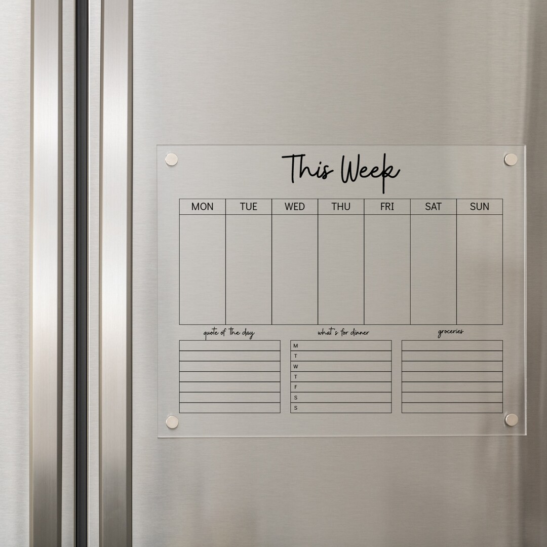 Fridge Weekly Calendar, Magnetic Calendar for Fridge, Acrylic Calendar ...