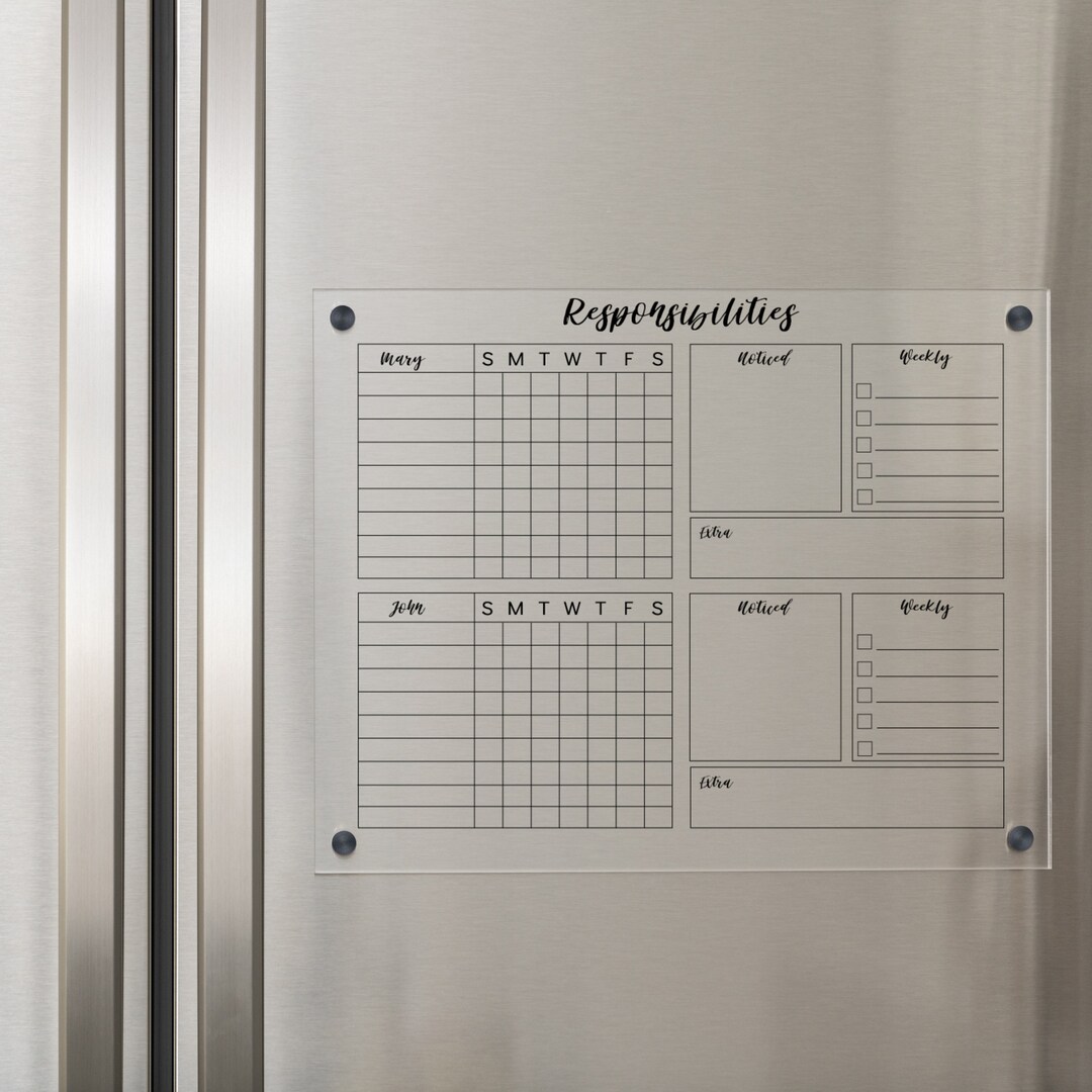 Fridge Chore Chart for 2 Kids, Acrylic Calendar Dry Erase, Family ...