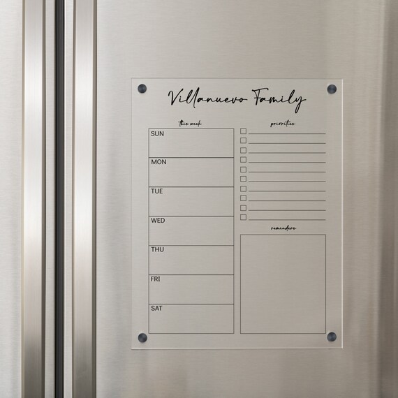 Fridge Weekly Calendar Magnetic Acrylic Calendar Board Dry - Etsy