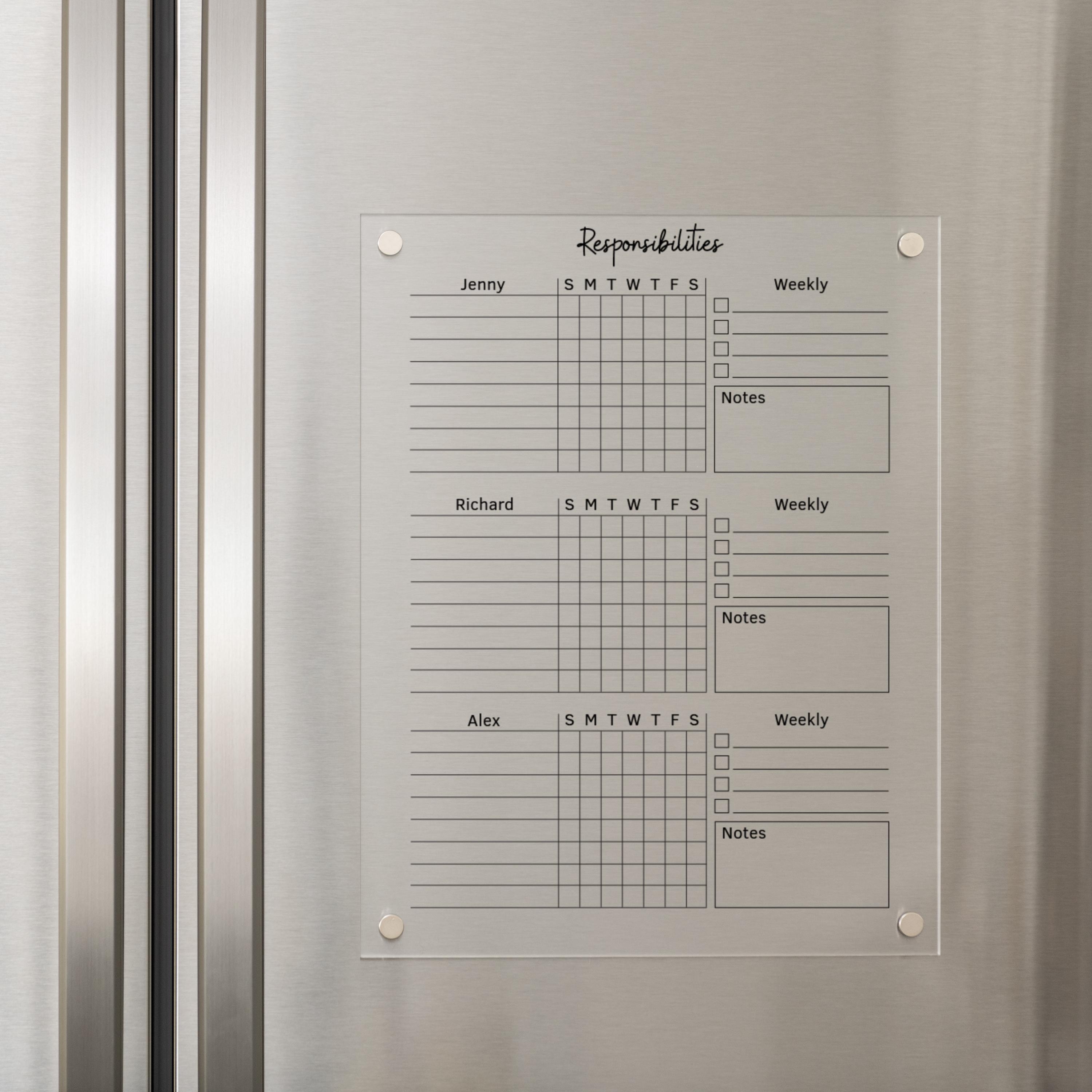 Fridge Chore Chart for Kids | Acrylic Dry Erase Board | Magnetic ...
