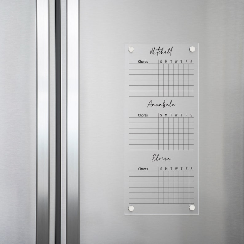 Fridge Chore Chart for Kids Magnetic Acrylic Calendar Family - Etsy
