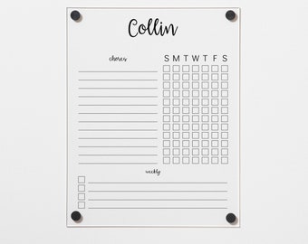 Acrylic Chore Chart for Kids Dry Erase Chore Chart Custom | Etsy