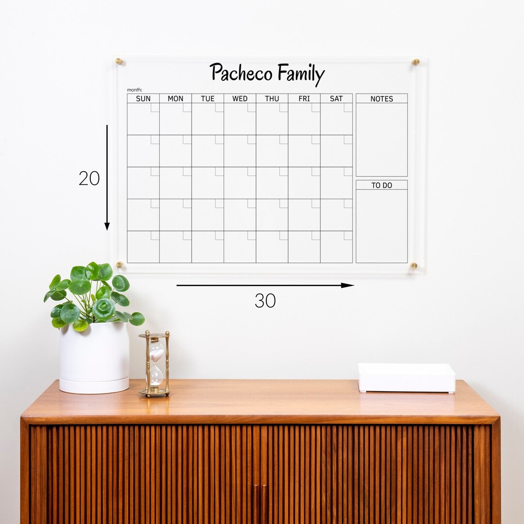 Acrylic Calendar, Dry Erase Board, Large Wall Calendar, Personalized ...