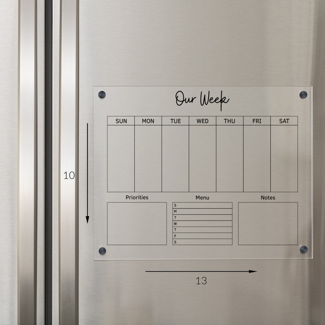 Fridge Weekly Calendar in White or Black, Magnetic Calendar for Fridge ...