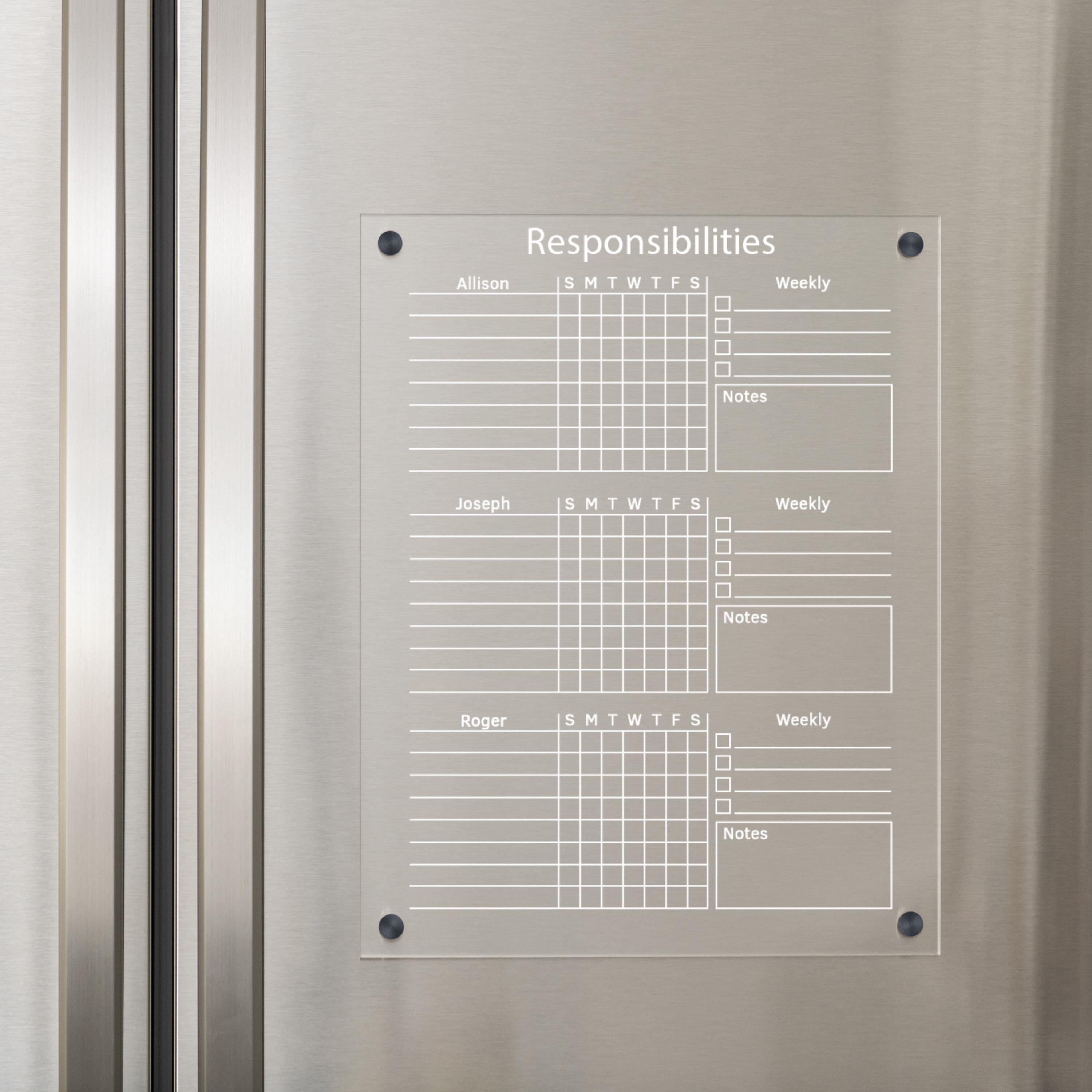 Fridge Chore Chart for Kids, Family Calendar, Magnetic Responsibility ...
