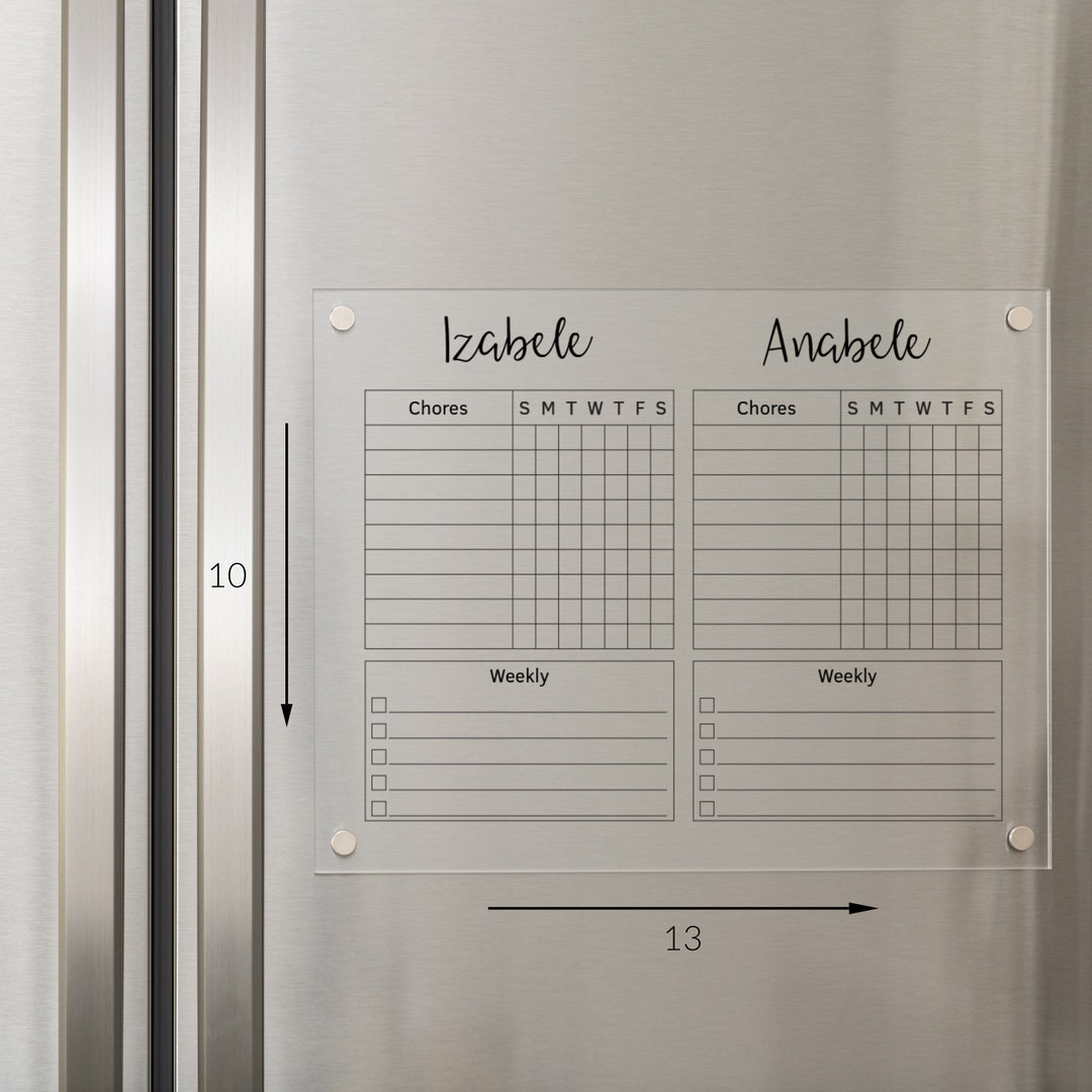 Fridge Chore Chart, Magnetic Acrylic Calendar Board, Responsibility ...