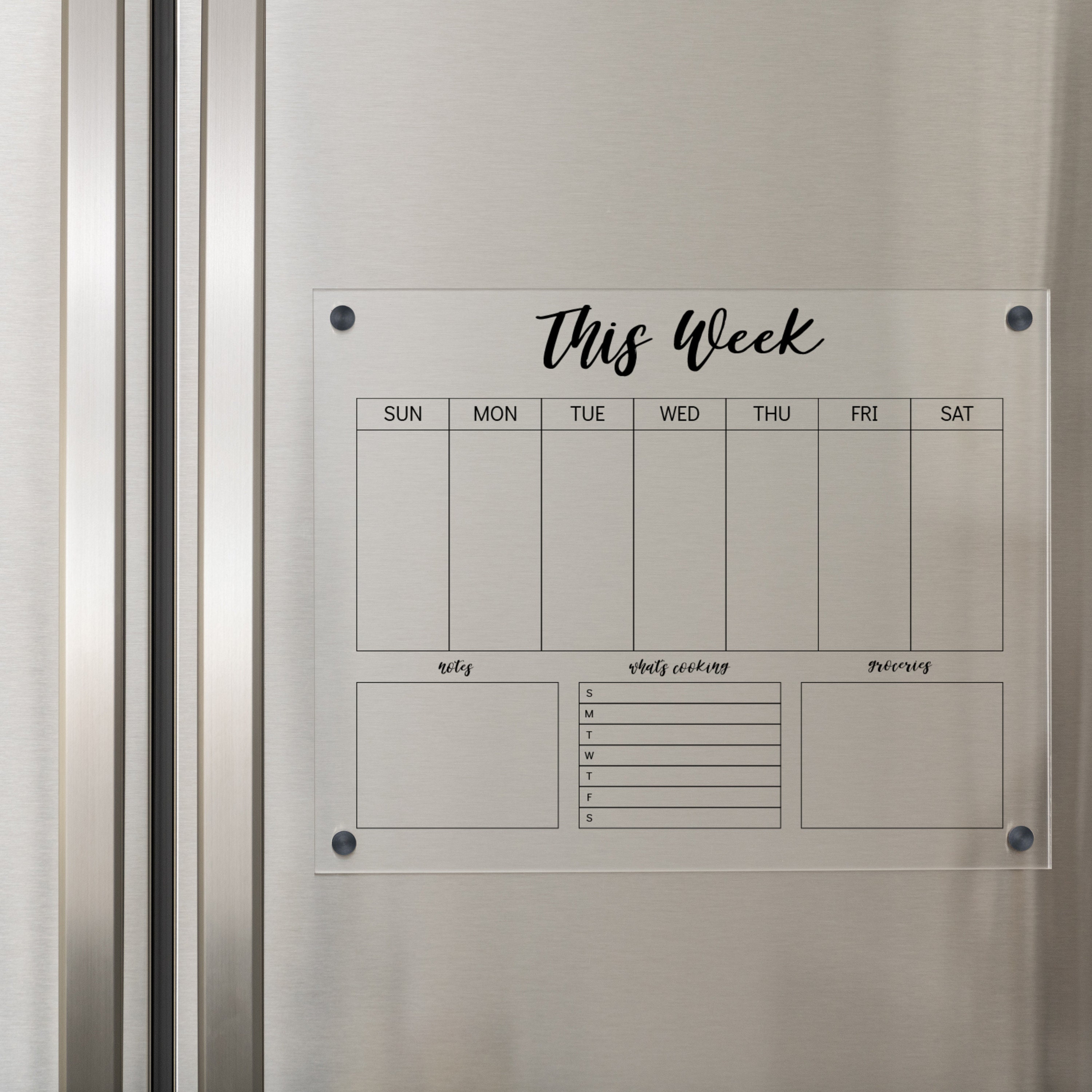 Fridge Weekly Calendar in White or Black Magnetic Calendar - Etsy