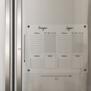Fridge Chore Chart for Kids, Magnetic Daily & Weekly Planner, Acrylic ...