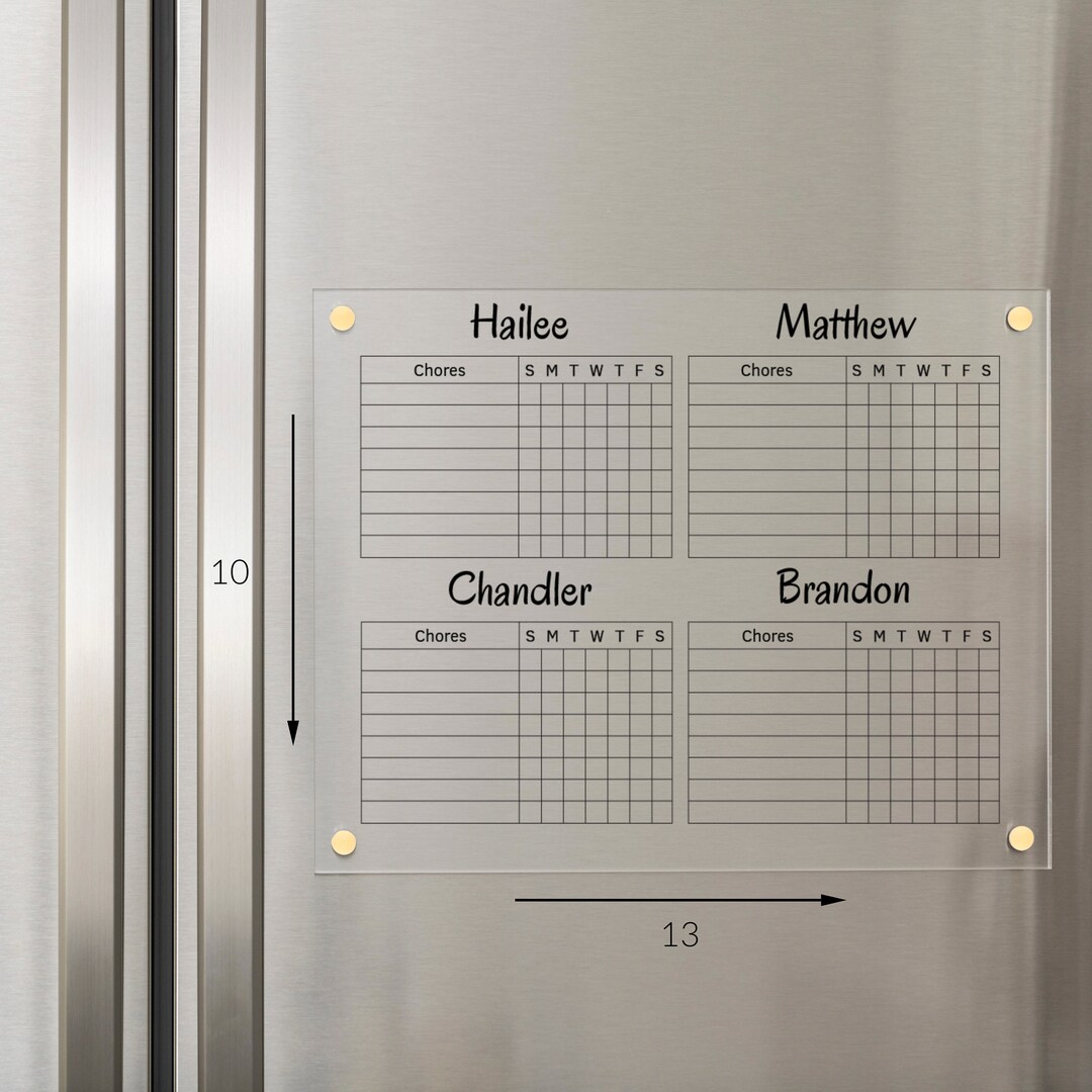 Fridge Chore Chart for Kids, Magnetic Daily Planner, Acrylic Dry Erase ...