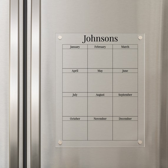Fridge Yearly Calendar Magnetic Acrylic Calendar Dry Erase - Etsy