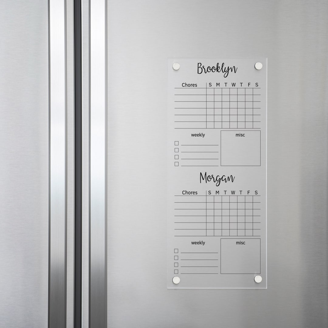 Fridge Chore Chart for Kids, Magnetic Acrylic Calendar, Family Calendar ...