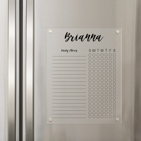 Fridge Chore Chart for Kids Magnetic Acrylic Calendar Board - Etsy