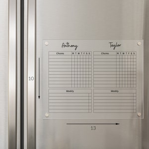 Fridge Chore Chart for Kids, Daily & Weekly Planner, Acrylic Dry Erase ...