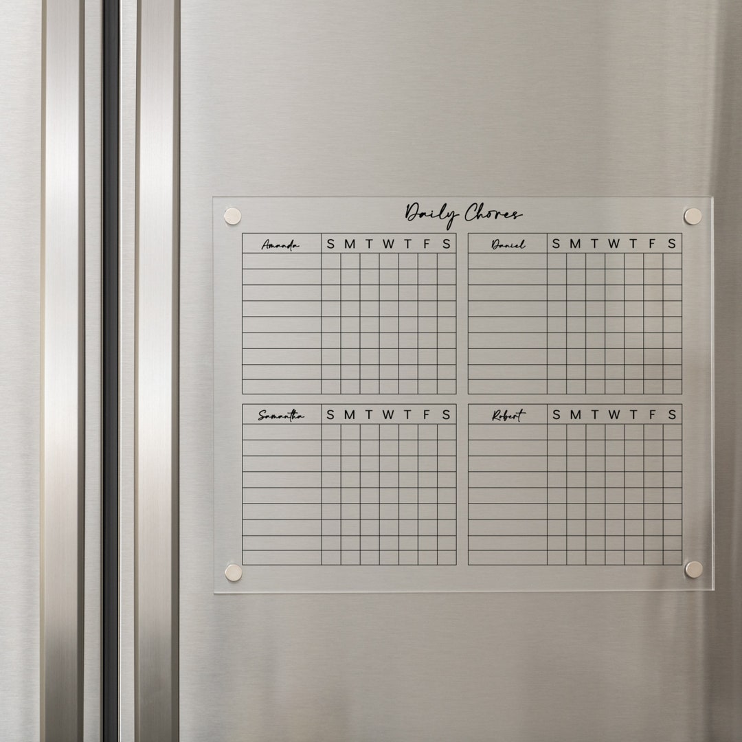 Fridge Chore Chart for Kids, Acrylic Calendar Dry Erase, Family Planner ...