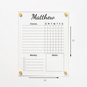 Personalized Acrylic Chore Chart for Kids | Clear Dry Erase Board ...