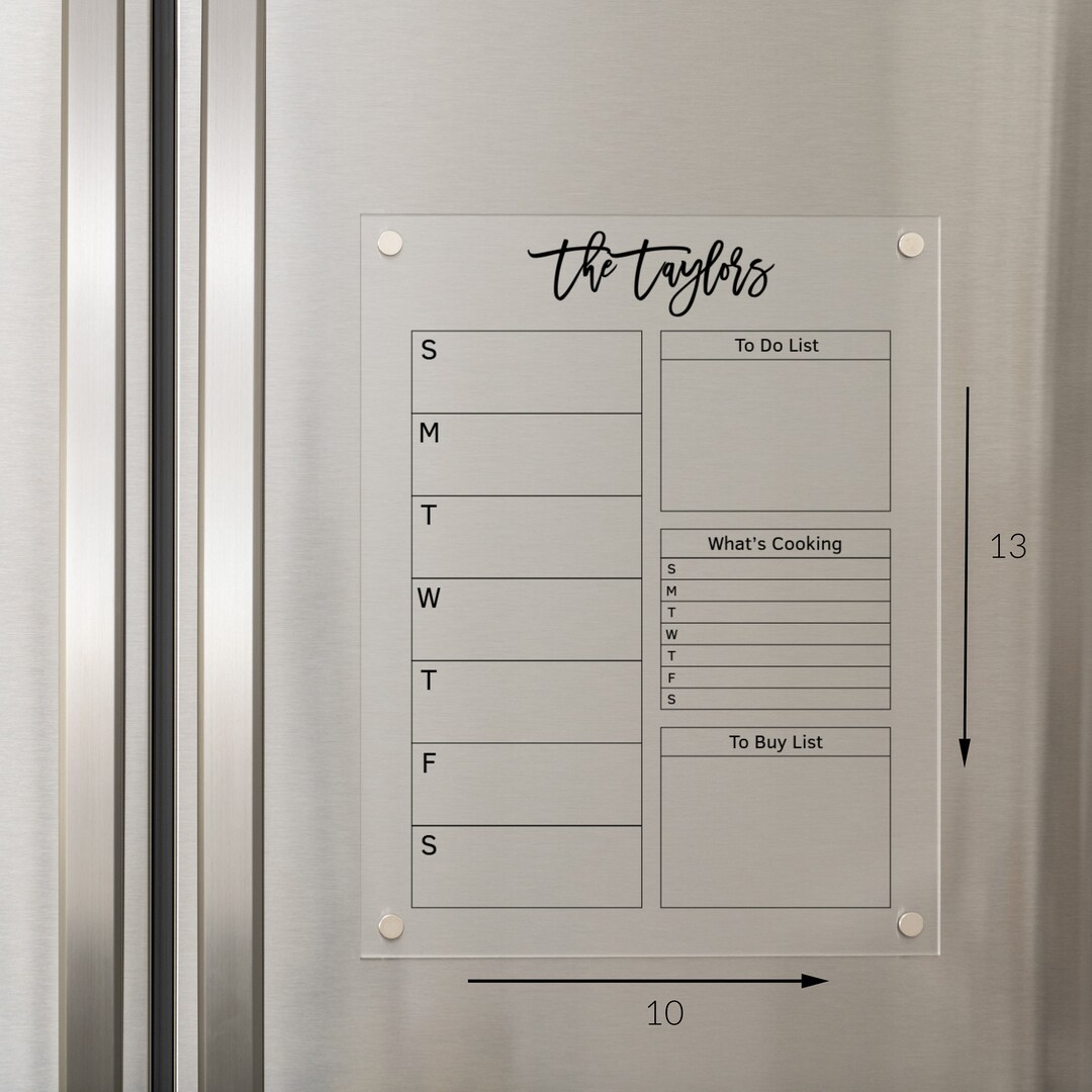 Fridge Weekly Calendar, Magnetic Calendar for Fridge, Acrylic Calendar ...