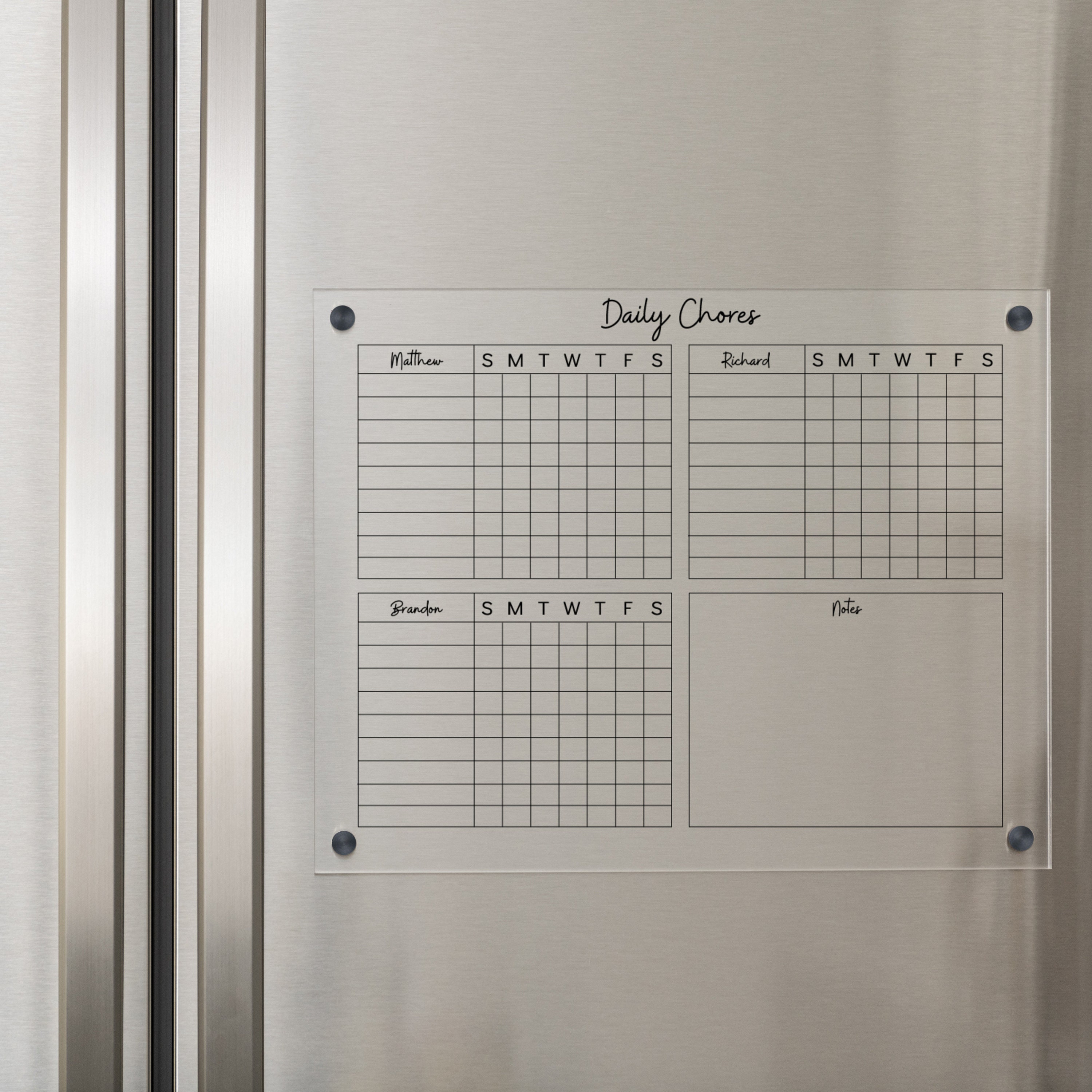 Fridge Chore Chart for 3 Kids Acrylic Calendar Dry Erase - Etsy