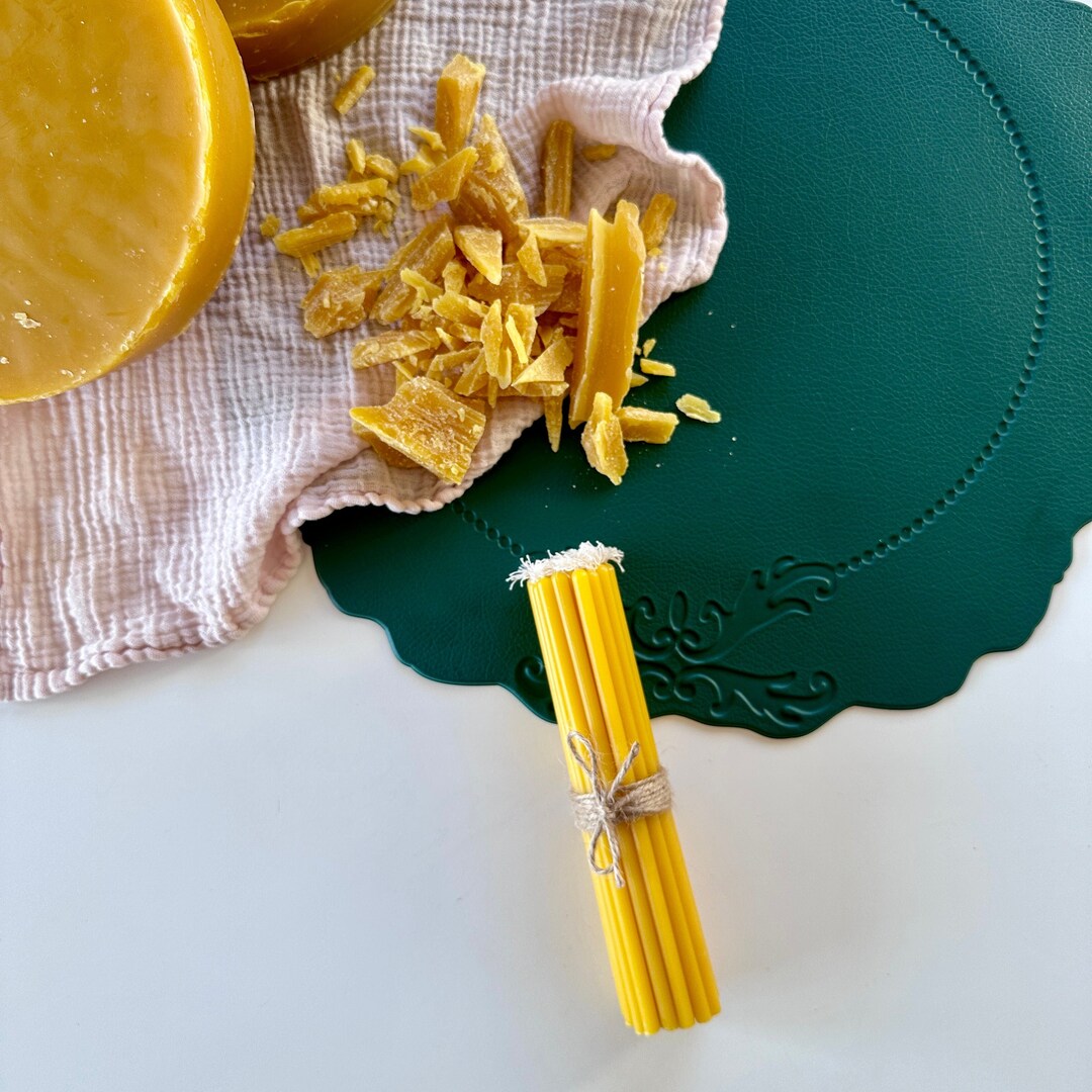 Yellow Organic Beeswax Slim Taper Candles Meditation Spiritual Church ...
