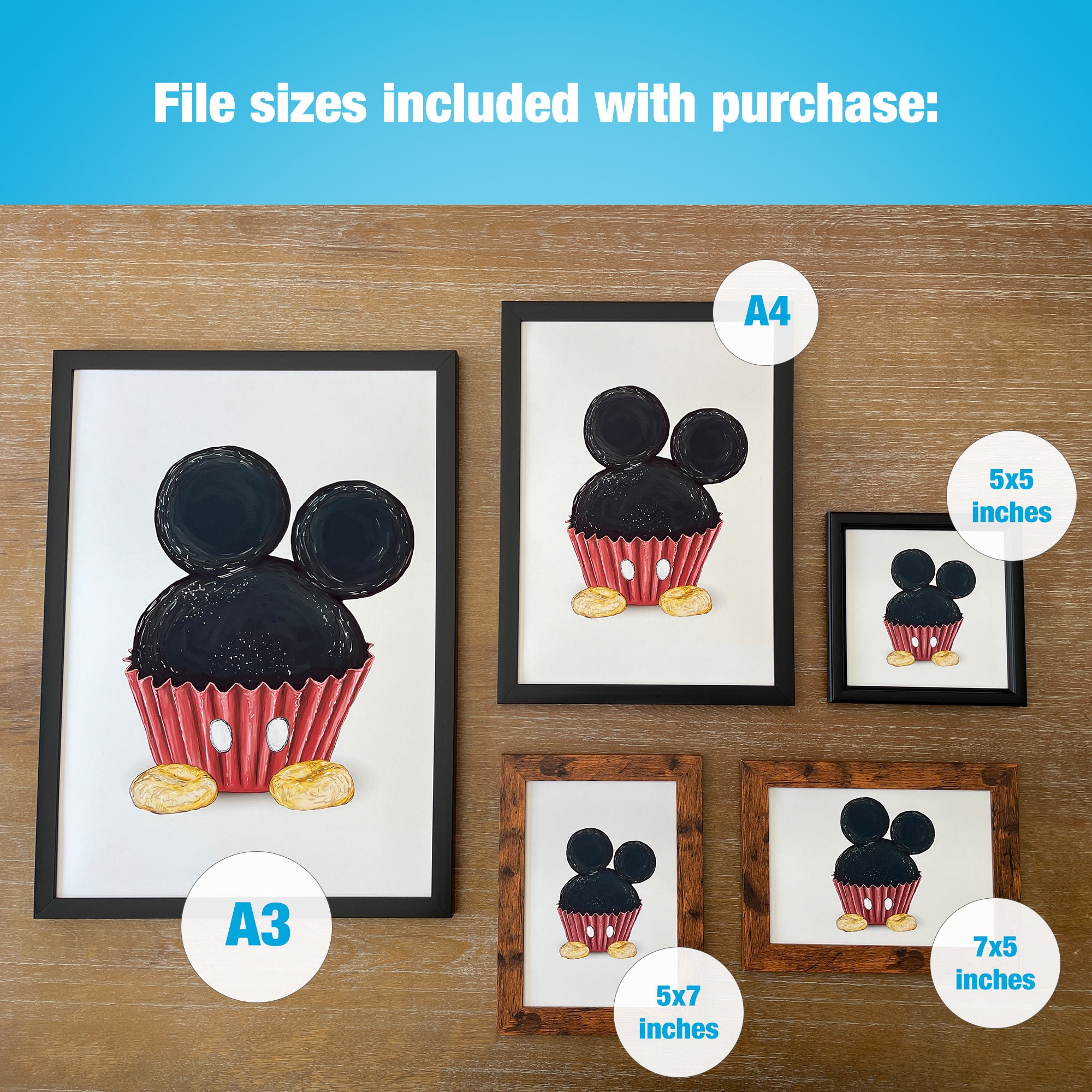 Mickey Mouse Cupcake Digital Download Print Artwork Illustration Home ...