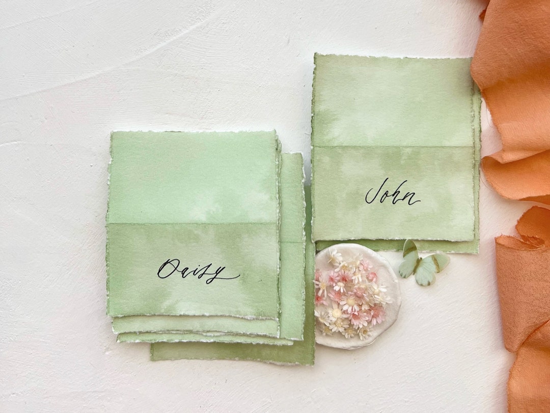 Wedding Place Cards, Sage Place Cards, Name Cards Wedding, Sage Green ...