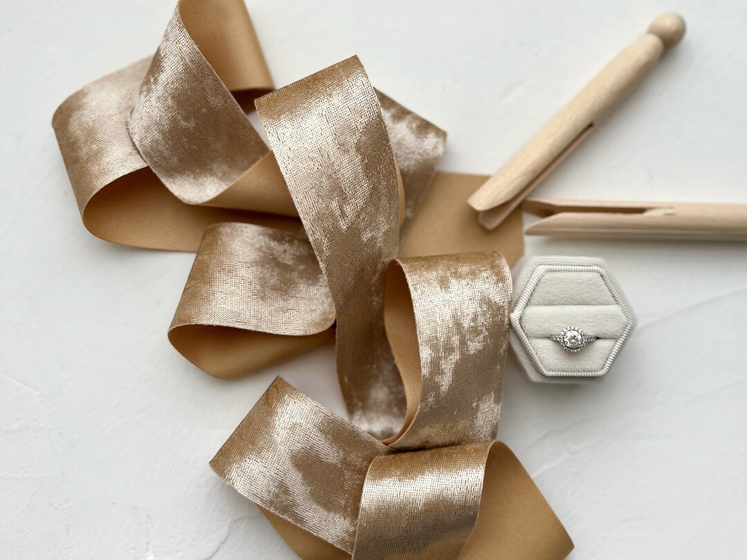 Champagne Velvet Ribbon, Velvet Wedding Ribbon, Wedding Bouquet Ribbon ...