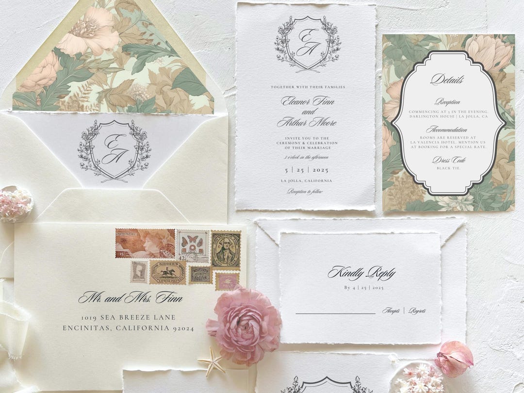 Monogram Wedding Invitation Suite, Custom Initials Wedding Invite ...