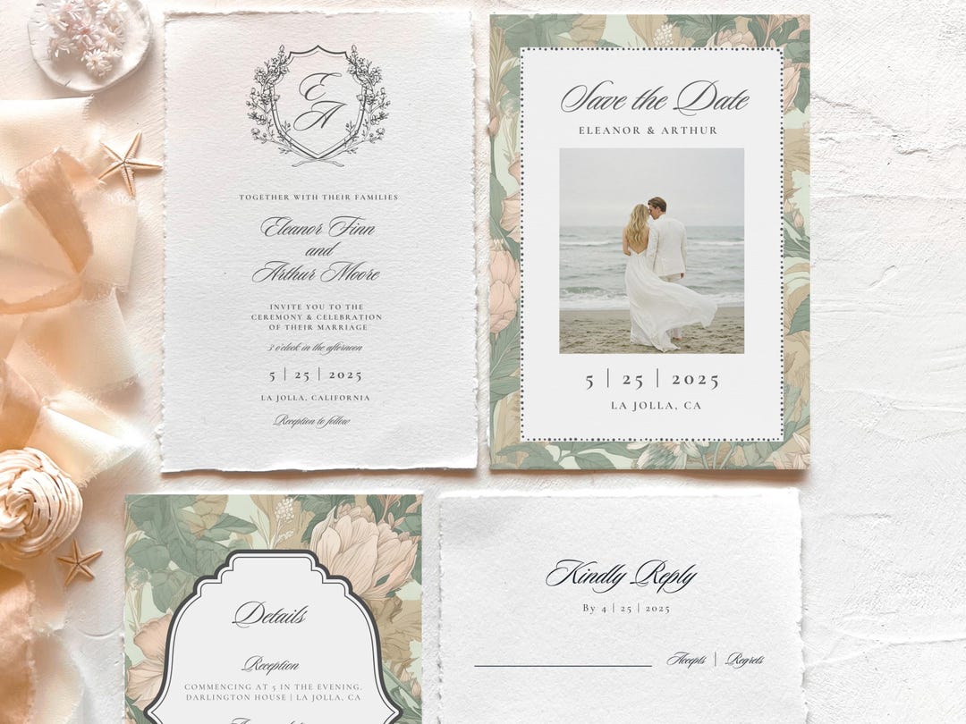 Monogram Wedding Invitation Suite, Custom Initials Wedding Invite ...