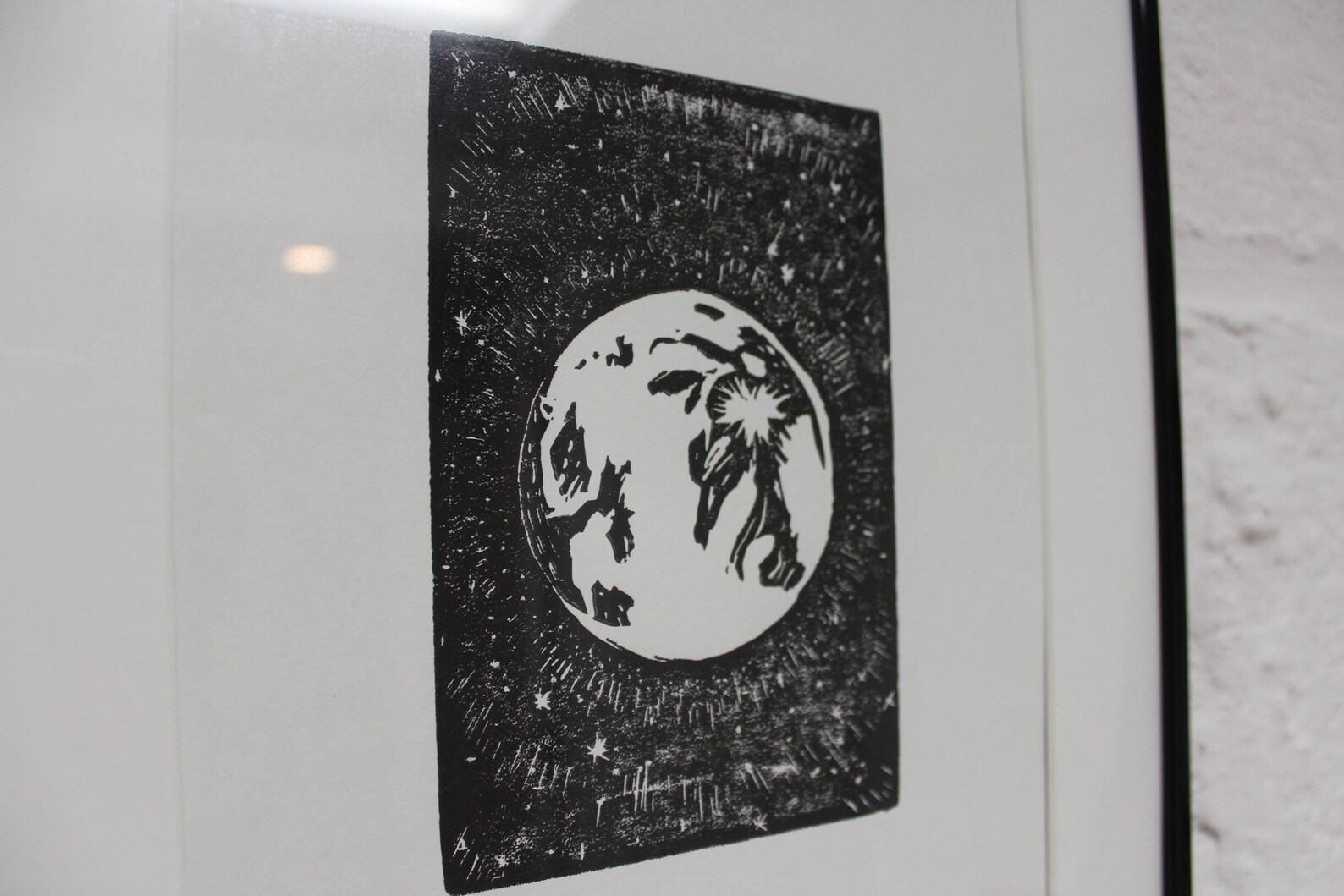 Moon Linocut Print in Black and White Urban Bohemian Original Art Print ...
