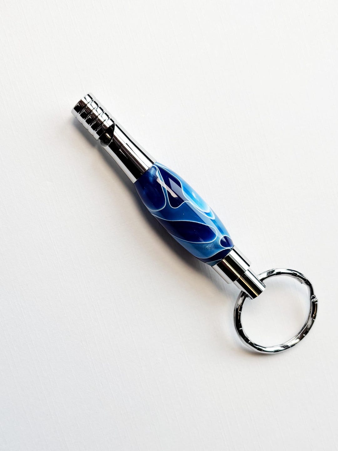 Blue Dark & Light Emergency Safety Whistle Keychain, Key Fob Keychain ...