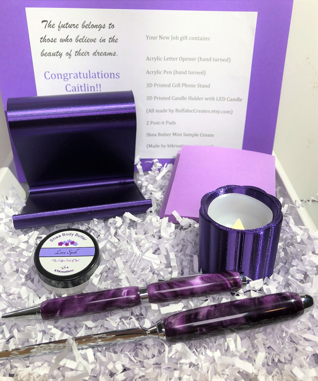 PURPLE, BLUE, PINK Office Gift Box, New Job, Congrats, Acrylic Pen ...
