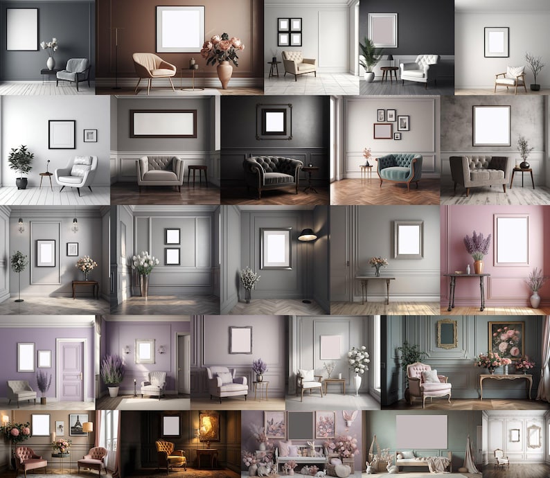 Interior Mockup Bundle PSD | Wall Art Mockup | Frame Mockup Pack ...