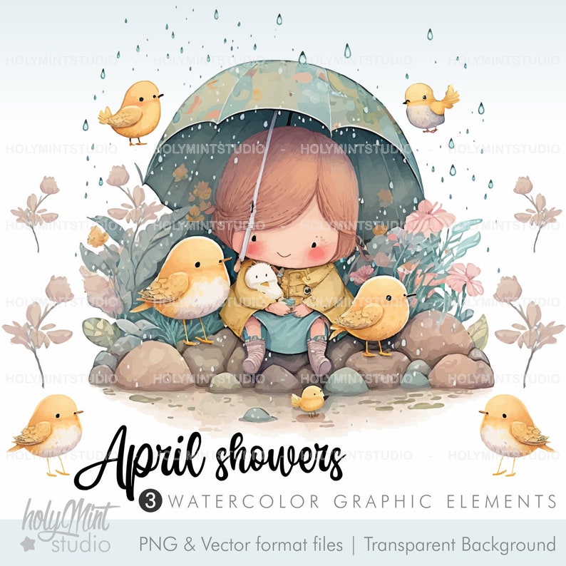 Rainy Day Clipart April Showers Clipart Spring Clipart - Etsy