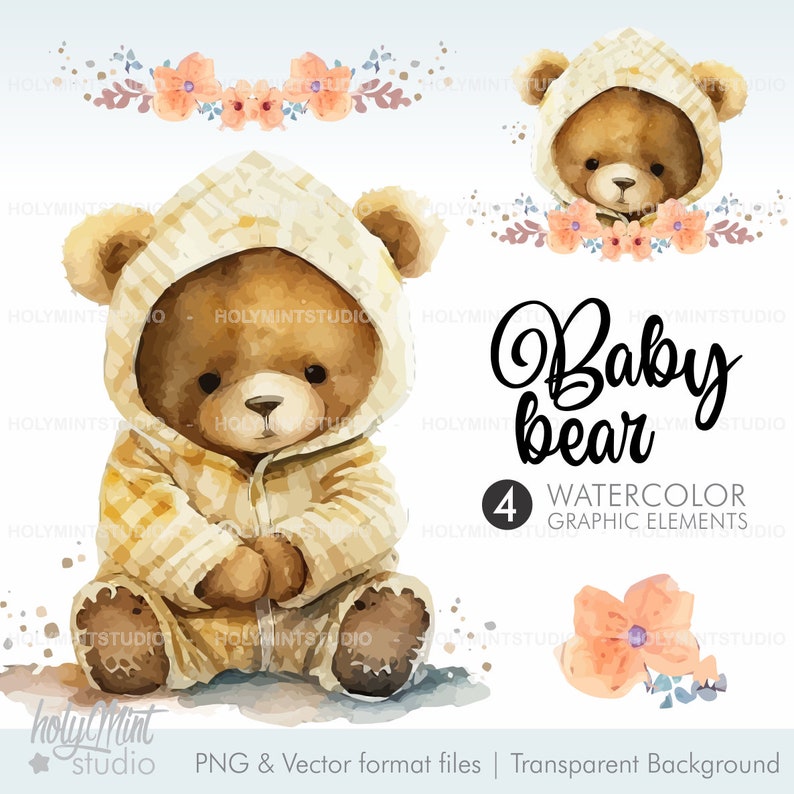 Baby Bear Clipart Bear Clipart COMMERCIAL USE Bear - Etsy