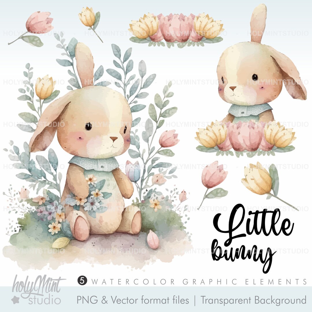 Watercolor Bunny Clipart Vector, Bunny Clipart, Bunny Graphics, Spring ...